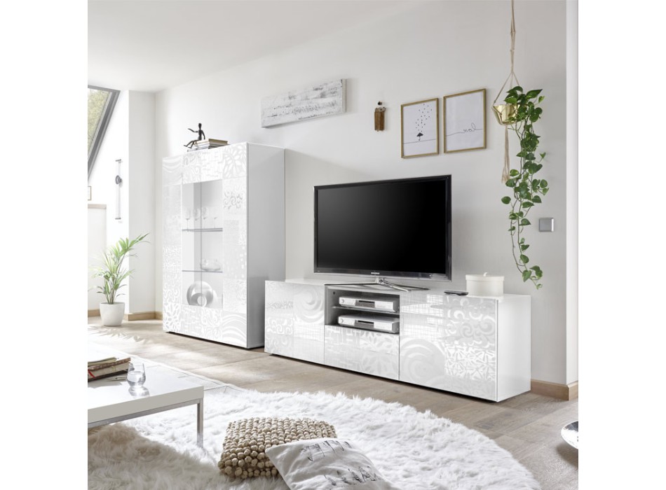 Base TV 2 ante e 1 Cassetto MIRO colore bianco