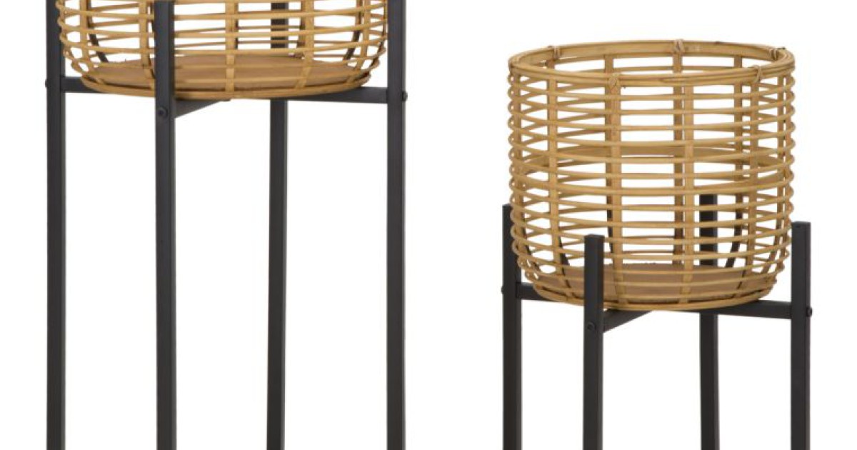 PORTA VASI RATTAN COPPIA